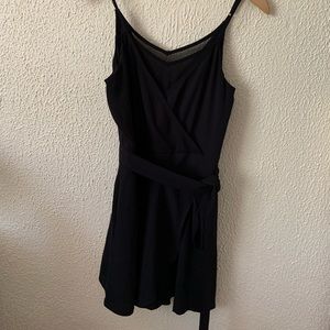 Express | Pants & Jumpsuits | Express Black Faux Wrap Chiffon Inset ...